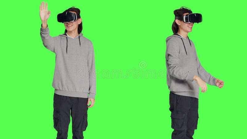 Male Person Using Virtual Reality Gadget Stock Video - Video of ...