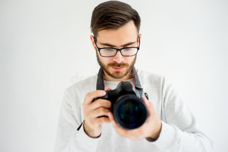 Male Photographer with Camera Stock Image - Image of photographer ...