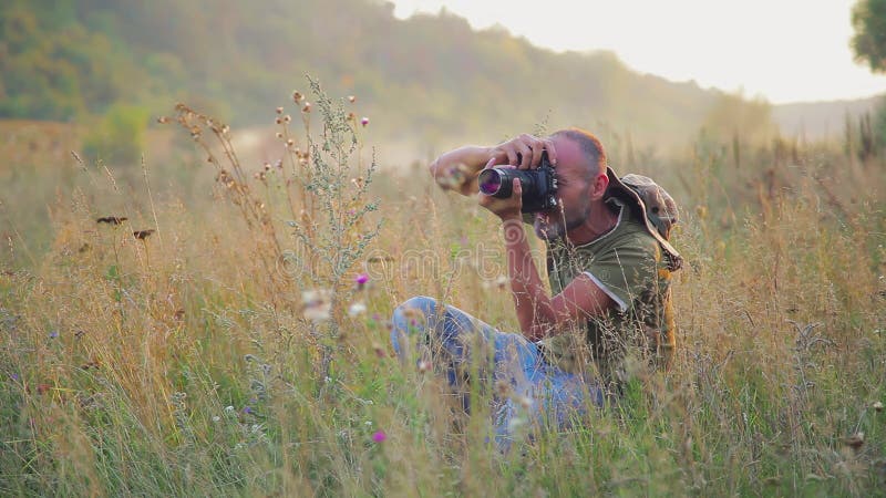 Male Photographer Creating in a Beautiful Setting at Sunset in the ...