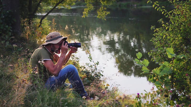 Male Photographer Creating in a Beautiful Setting at Sunset in the ...