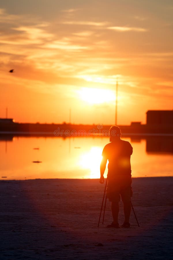 Male Photographer Shoots Beautiful Sunset Stock Photo - Image of life ...