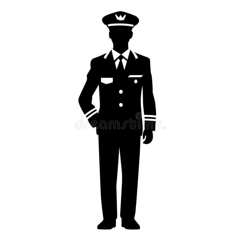 Male Pilot Black Icon on White Background. Pilot Silhouette Stock ...