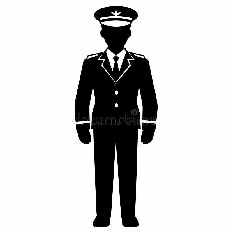 Male Pilot Black Icon on White Background. Pilot Silhouette Stock ...