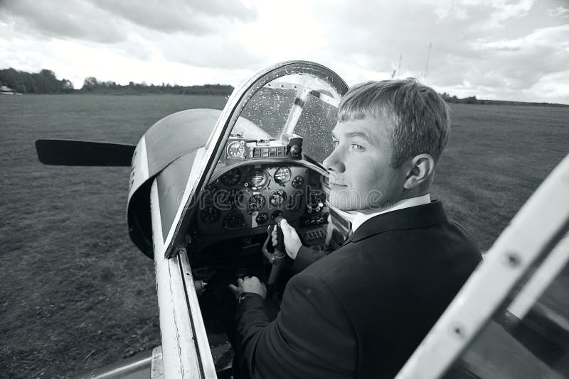 Male pilot small plane stock image. Image of copilot - 63309931