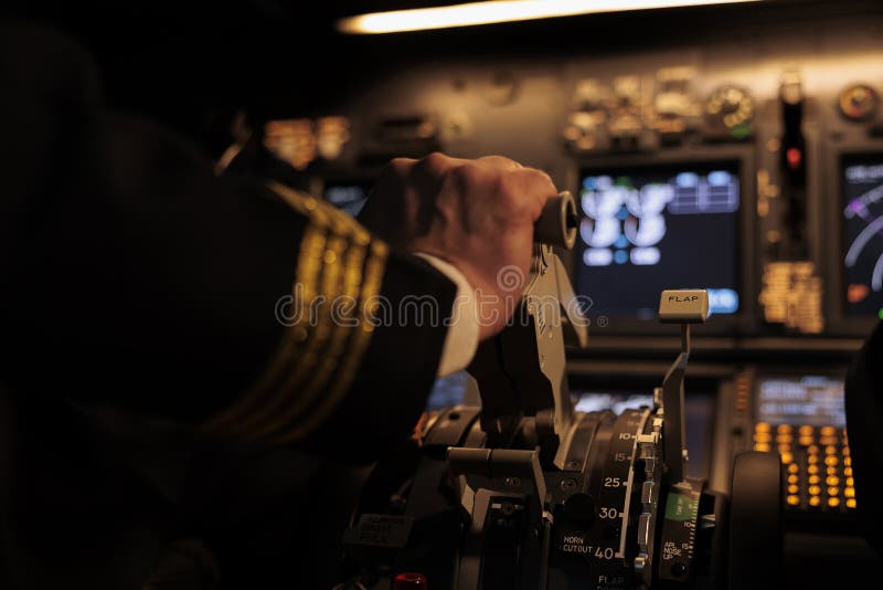 Male Pilot Throttling Engine To Takeoff and Fly Jet Stock Image - Image ...