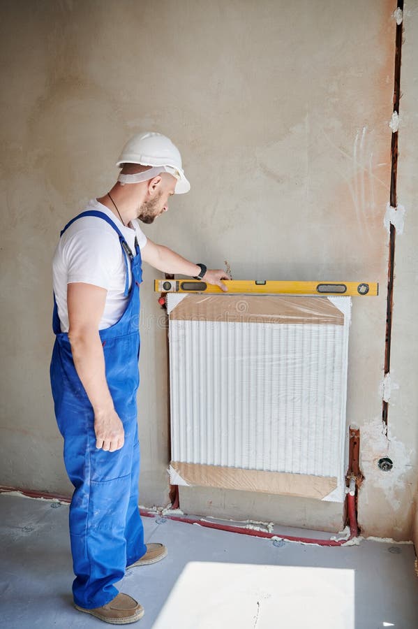 Man Checking Heating Radiator Spirit Level Tool Home Stock Photos ...