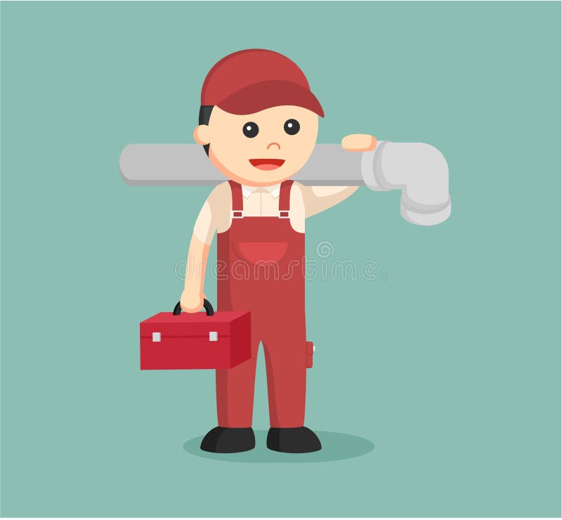 Male Fat Plumber Standing with Checklist Sign Stock Vector ...