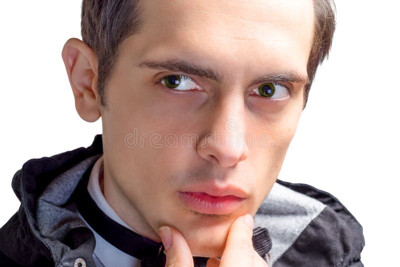 Male Pondering Isolated on White Background Stock Image - Image of ...