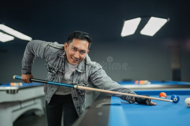 The Male Pool Player Smiling To the Camera Stock Photo - Image of ...