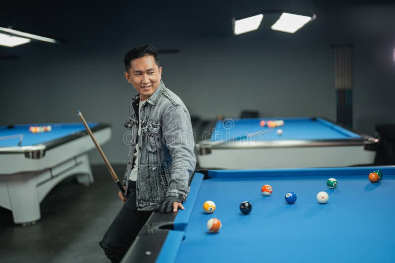 The Male Pool Player Smiling To the Camera Stock Image - Image of ...