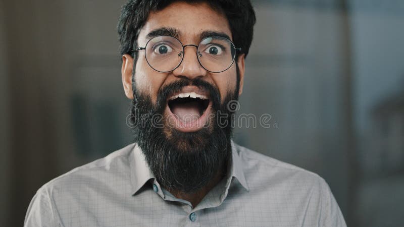 Male Portrait Surprise Emotion Enthusiastic Surprised Shocked Arabian