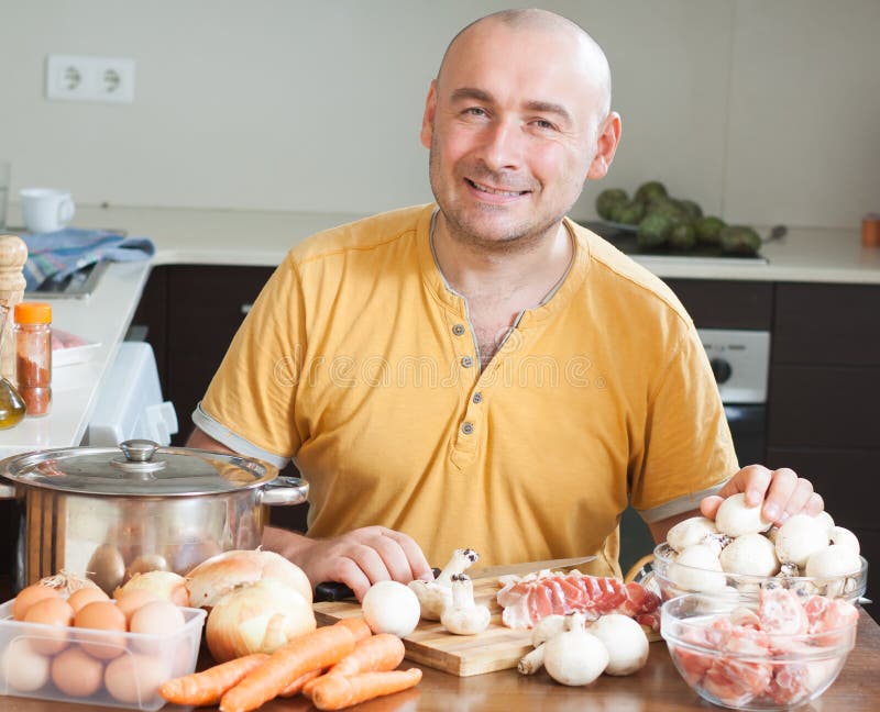 Male preparing soup stock image. Image of healthy, hand - 43070569