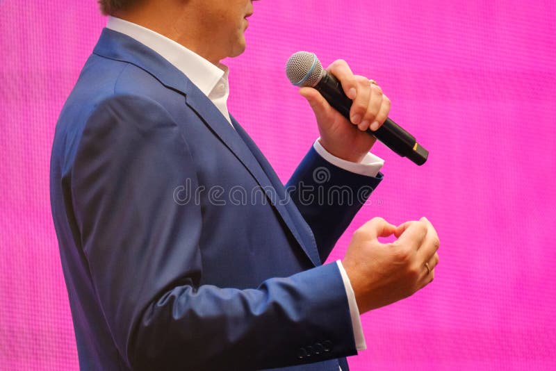Male Presenter Speaks To Audiences Editorial Image - Image of holding ...