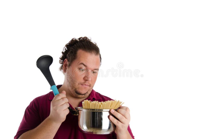 Male Problem. Funny Fat Man. Funny Crazy Cook. Stock Image - Image of ...