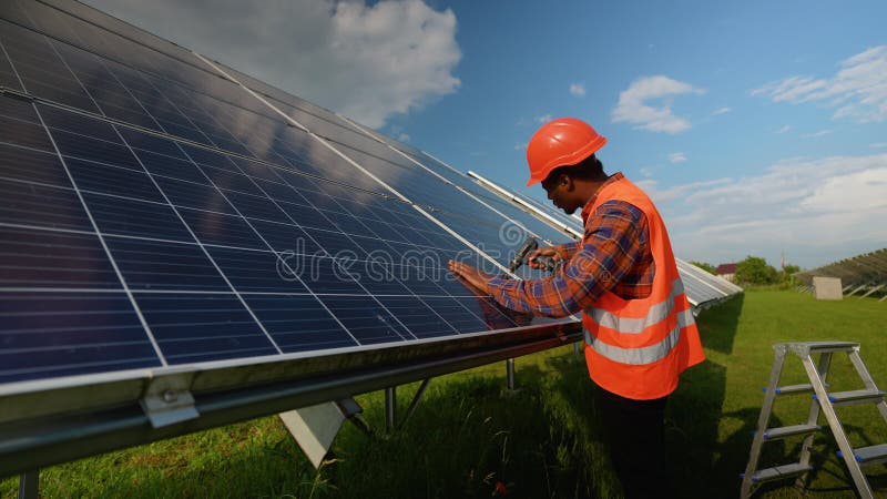 Engineer Installing Solar Panel with Precision Stock Footage - Video of ...