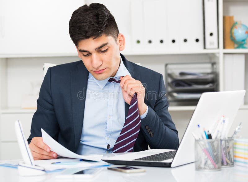 Male Professional is Having Complicated Issue in Project Stock Photo ...