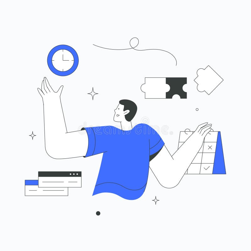 Male Professional Juggling Tasks with a Clock, Calendar, and Puzzle ...