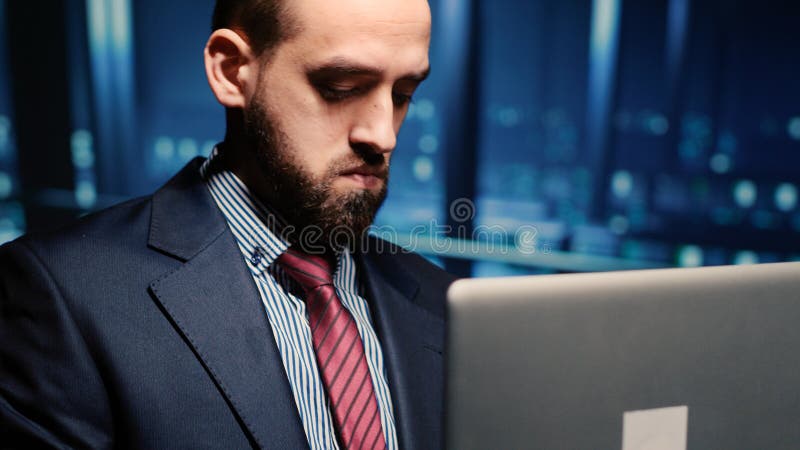 Male Professional Server it Engineer Using Laptop in Data Center Stock ...