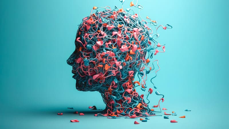 Male Profile Silhouette with Abstract Polygonal Brain, Generative AI ...