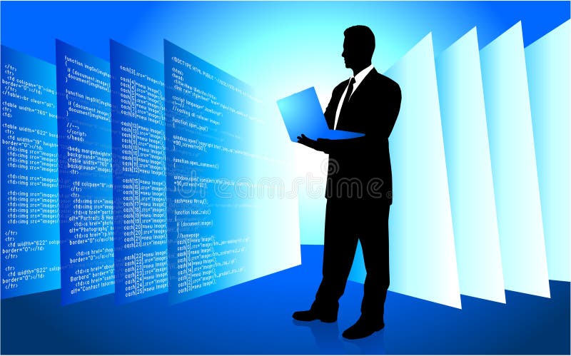 Male it Programmer Accessing Internet on Laptop Stock Vector ...