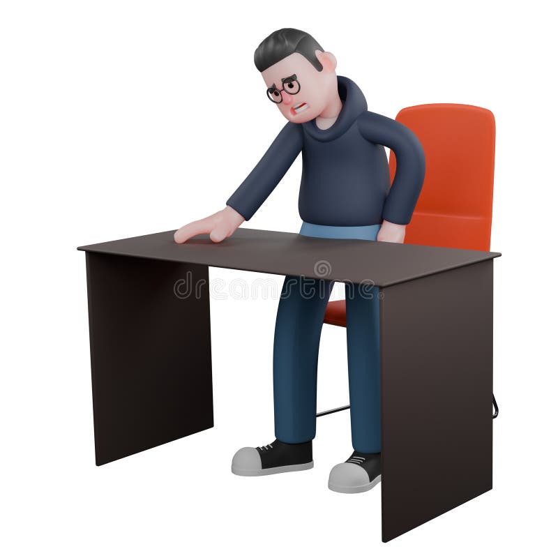 A Male Programmer Stands Up from His Work Chair and His Right Hand is ...