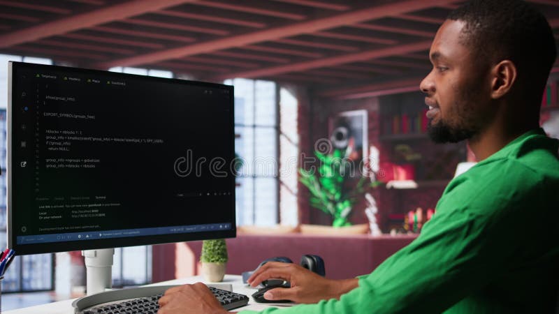 Male Programmer Types Code on Computer and Running Script Stock Video ...