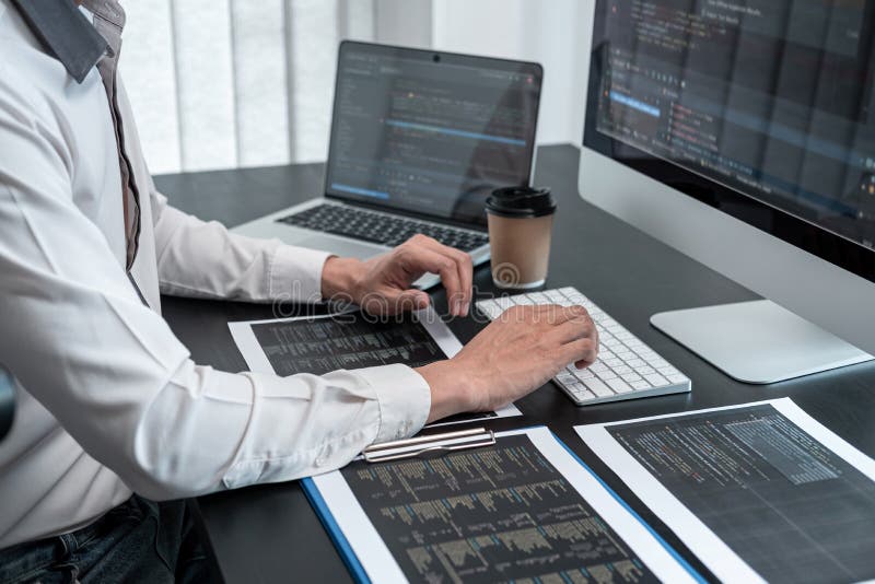 Male Programmer Working on Website Project in Software Development on ...