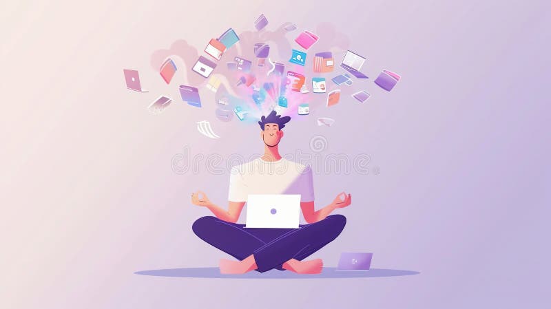 Male Prompt-engineer Writing a Prompt, Creativity Process. Working with ...