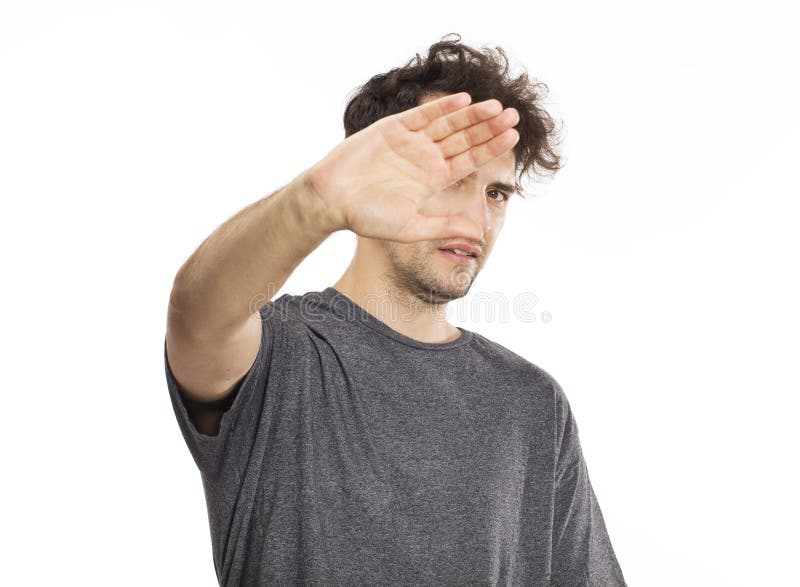 Young Man Blocking Face with Hands Stock Photo - Image of bullying ...