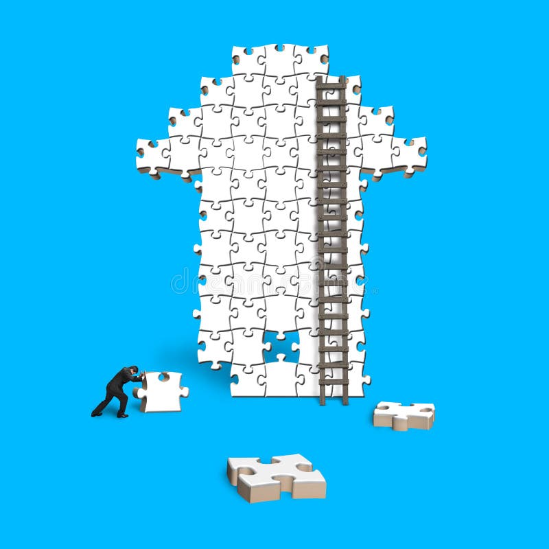 Male Push Puzzle with Arrow Shape Stock Illustration - Illustration of ...