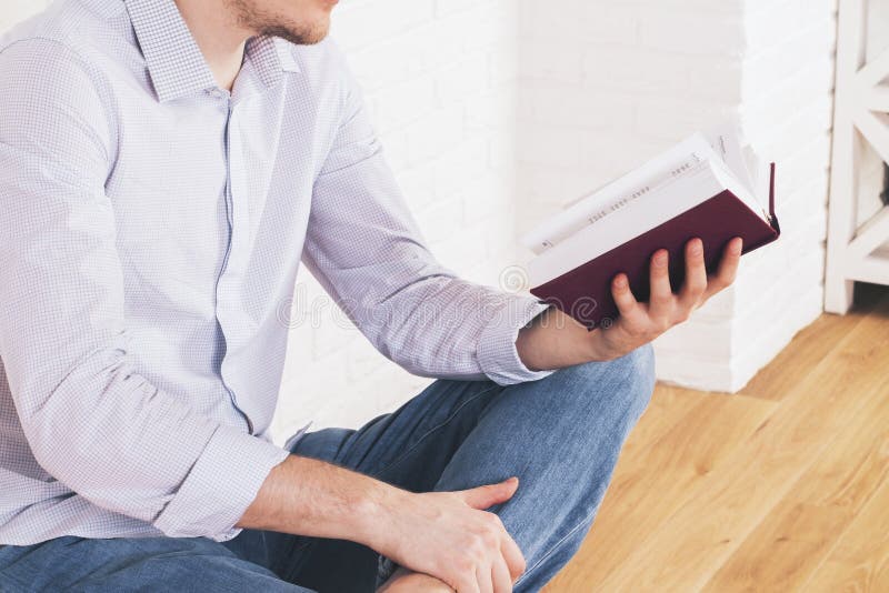 Male reading book side stock image. Image of caucasian - 70018321