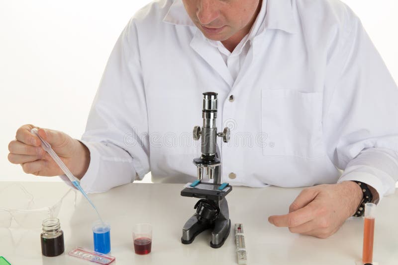 Male Researcher with Microscope - Portrait of a Man Stock Photo - Image ...