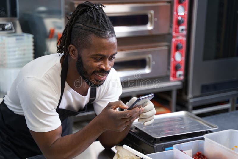 Male Resting after Work in the Kitchen Stock Image - Image of fruits ...