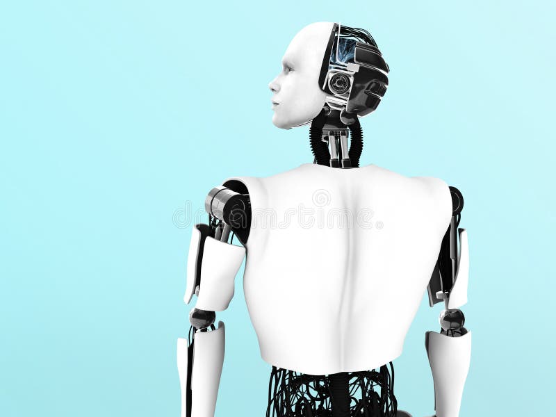 Male robot back view nr 2. stock illustration. Illustration of ...