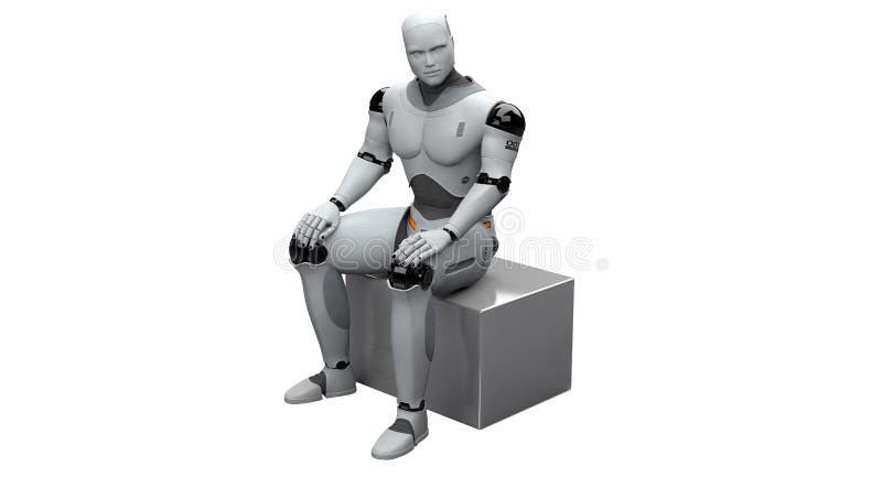 Male robot Sitting stock illustration. Illustration of rendered - 75299624