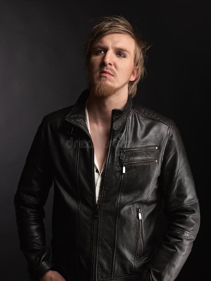 Male Rocker and Black Leather Jacket Stock Image - Image of rocker ...