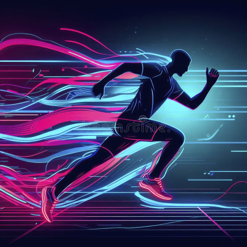 Male Runner Motion Colorful Light Background. Ai Generative Stock ...