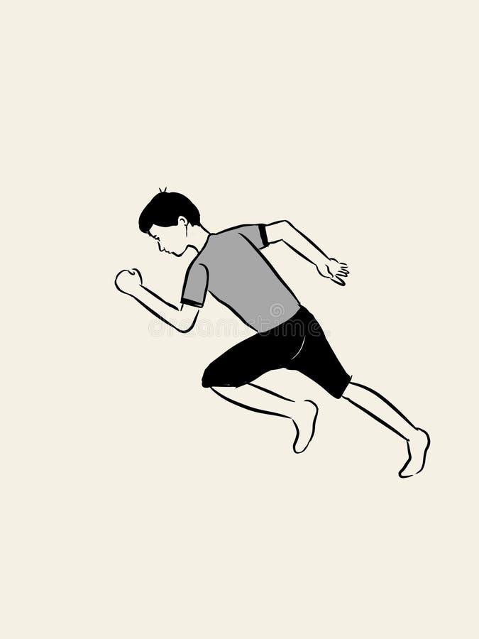 Running To Win: Exciting Drawing of Fast Male Runner in High-Speed Race ...