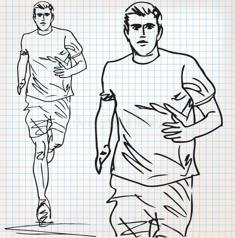 Male Runner Sketch Illustration Stock Vector - Illustration of male ...