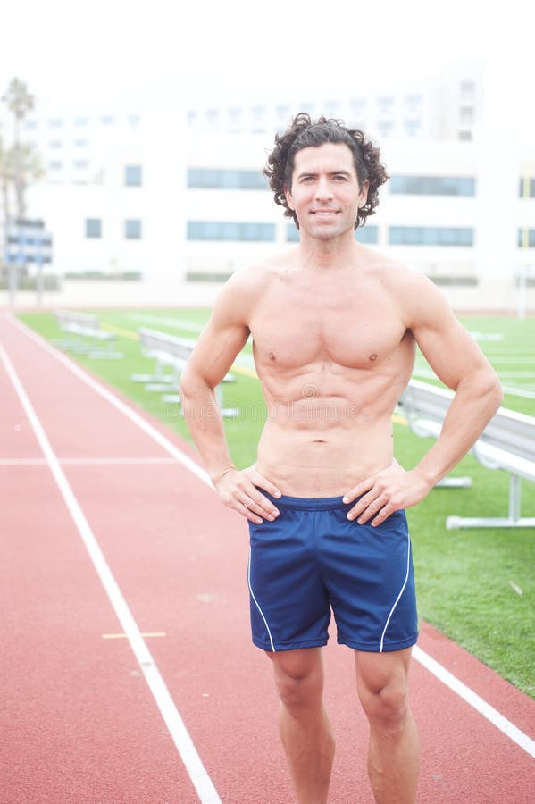 Athletic Male Runner in Ready Position Stock Photo - Image of sport ...