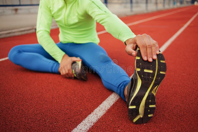 Male Runner Stretching before Workout Stock Image - Image of african ...