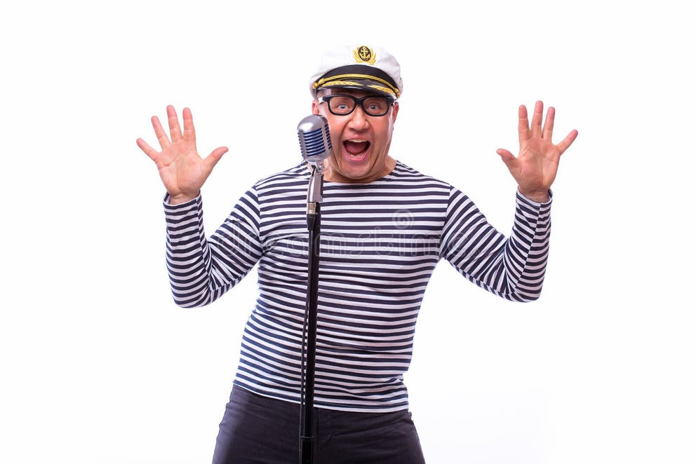 Male Sailor Singer on Microphone Stock Image - Image of nostalgia ...