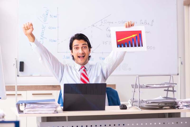 The Male Sales Analyst in Front of the Whiteboard Stock Photo - Image ...