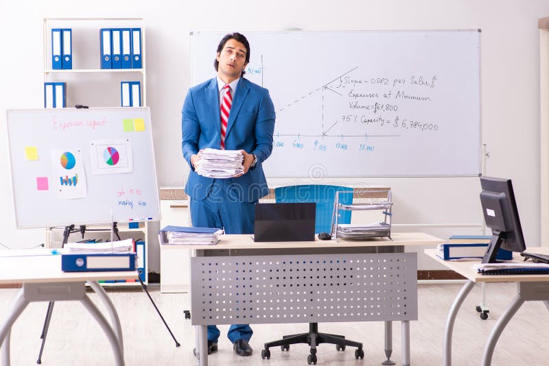 The Male Sales Analyst in Front of the Whiteboard Stock Image - Image ...