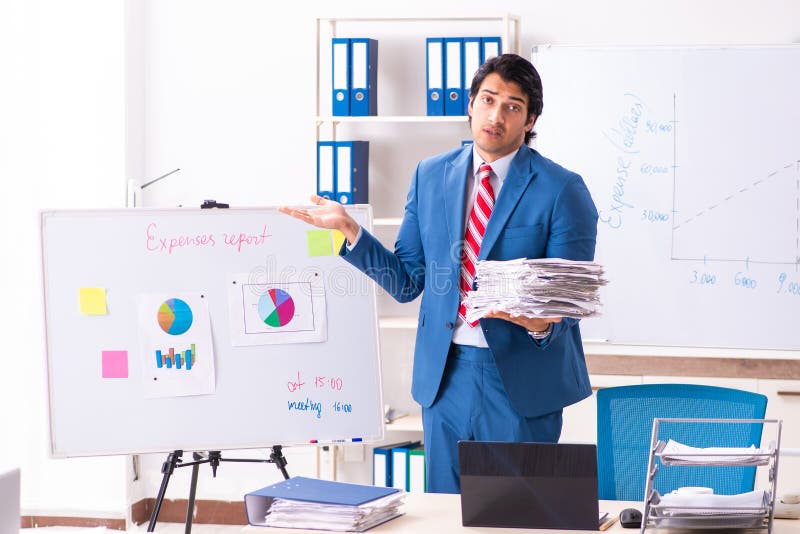 The Male Sales Analyst in Front of the Whiteboard Stock Photo - Image ...