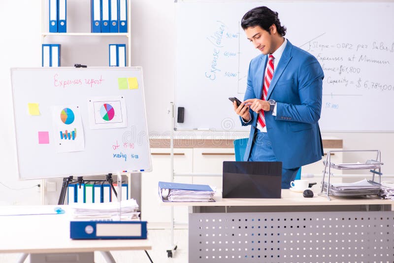 The Male Sales Analyst in Front of the Whiteboard Stock Image - Image ...