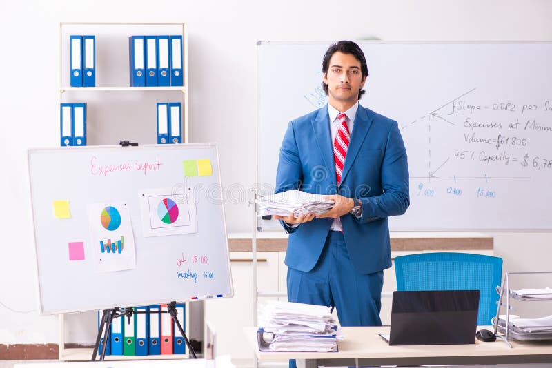 The Male Sales Analyst in Front of the Whiteboard Stock Image - Image ...