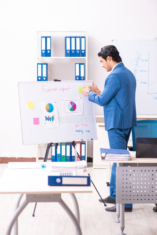 The Male Sales Analyst in Front of the Whiteboard Stock Image - Image ...