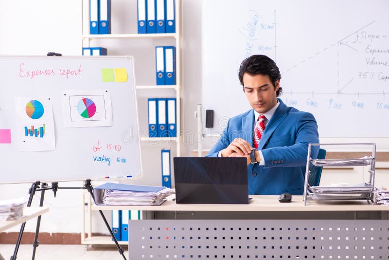 The Male Sales Analyst in Front of the Whiteboard Stock Image - Image ...