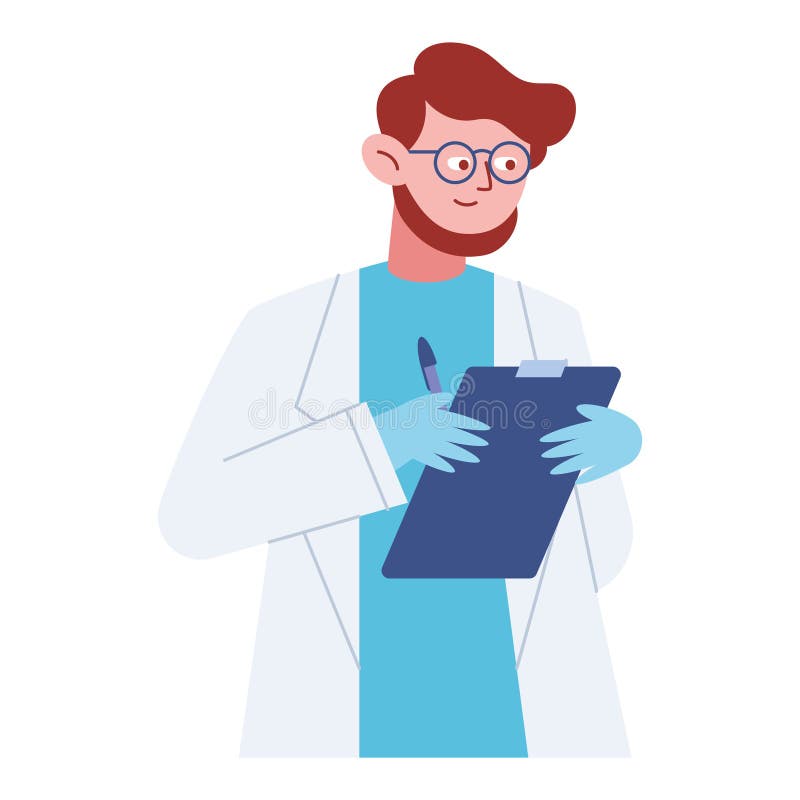 Male Scientist with Clipboard Stock Illustration - Illustration of ...